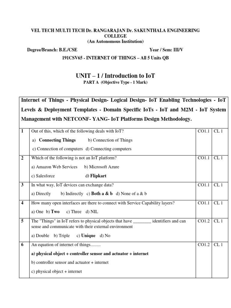 Peii Iot QB | PDF | Internet Of Things | Computer Network Peii Iot QB | PDF | Internet Of Things | Computer Network