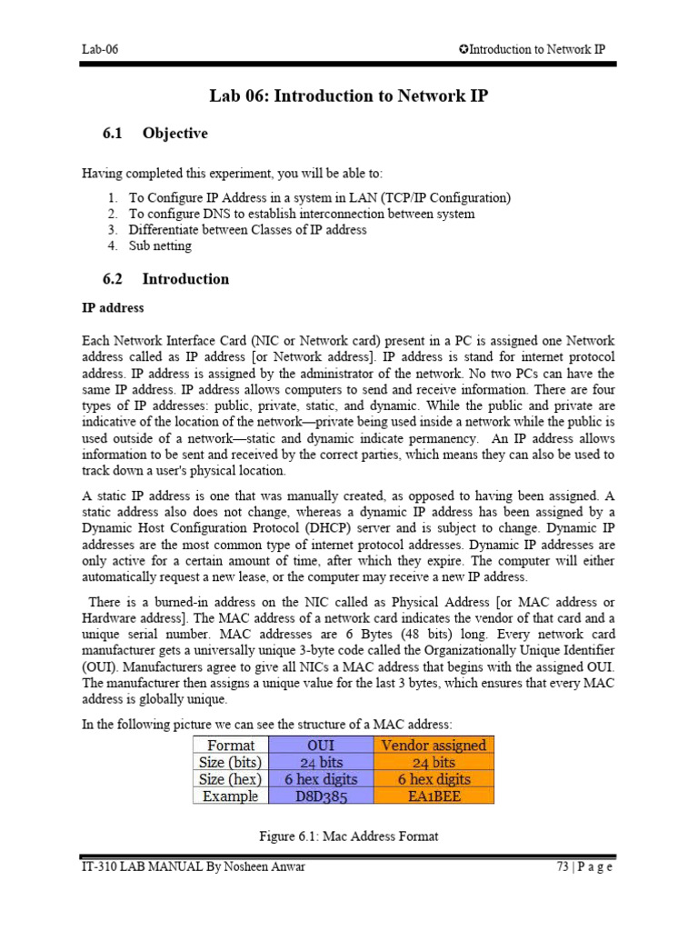 Lab 06 | PDF | Ip Address | Computer Network Lab 06 | PDF | Ip Address | Computer Network