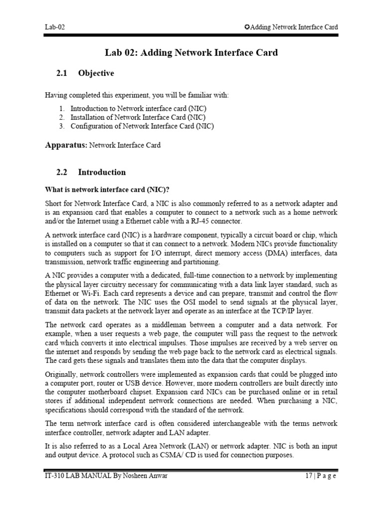 Lab 02 Download Free Pdf Network Interface Controller Computer Network 5174