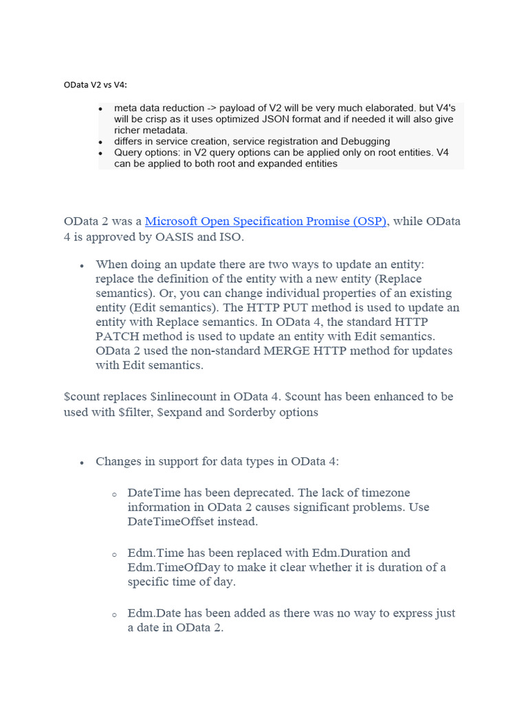 OData V2 vs V4 | PDF | Metadata | Computer Data