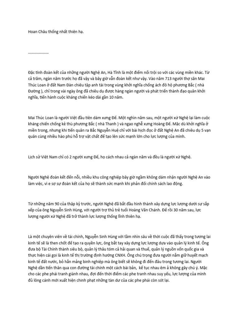 Hoan Châu Thống Nhất Thiên Hạ CSVN | PDF