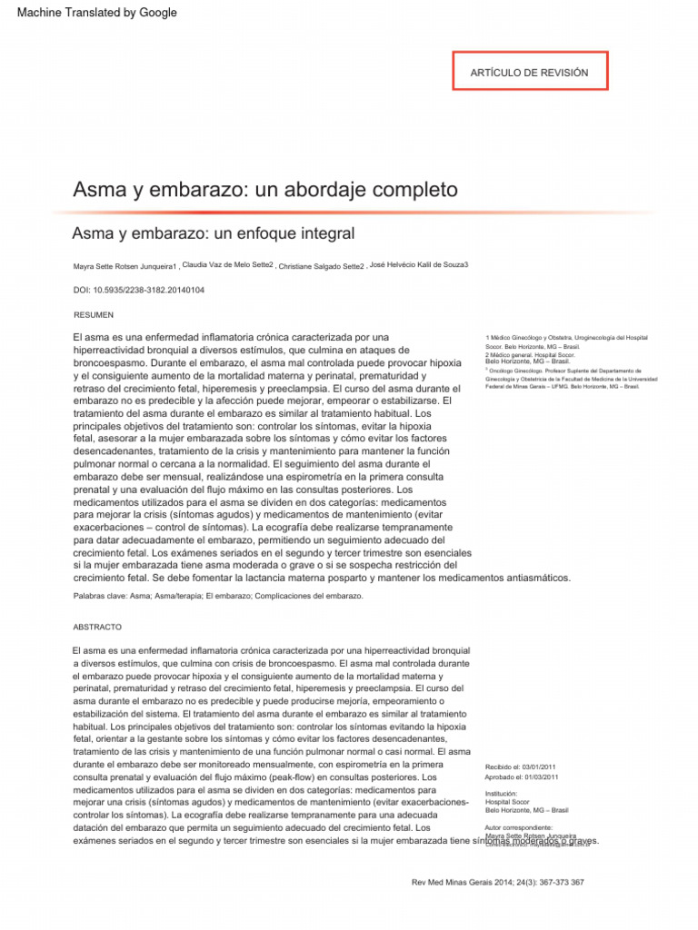 Asma y Embarazo: Un Abordaje Completo | PDF | Asma | El embarazo