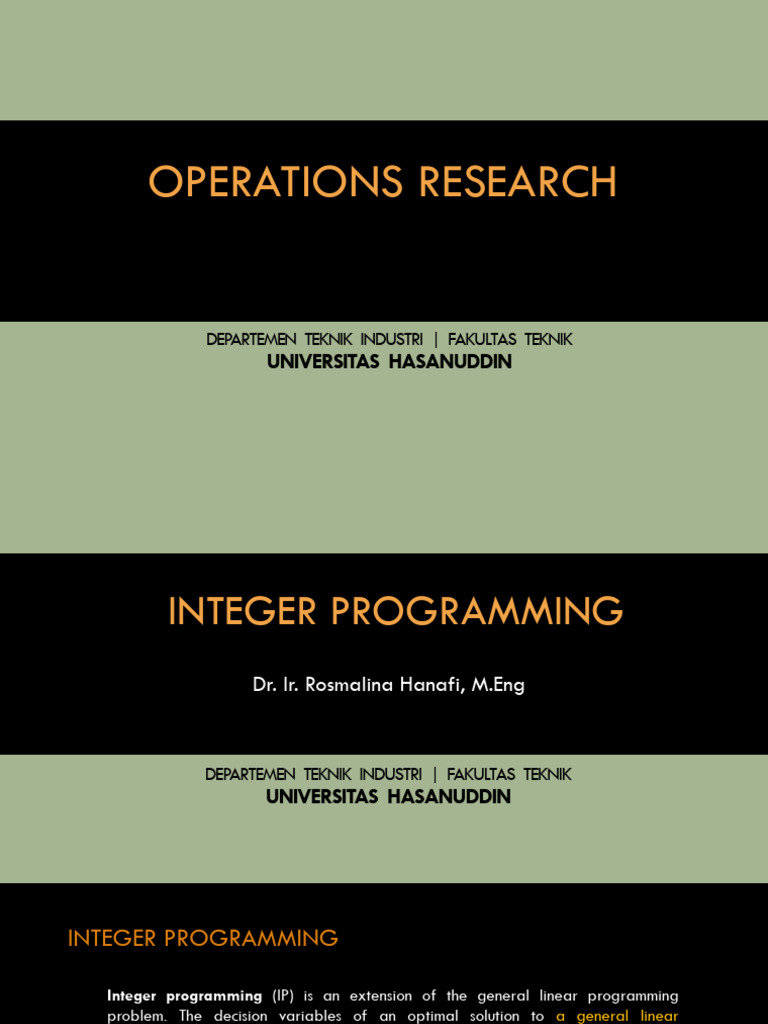 IntegerProgramming S1 2023 | PDF | Linear Programming | Mathematical Optimization