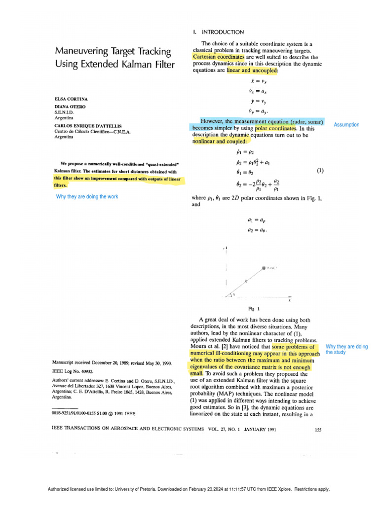 Maneuvering Target Tracking Using Extended Kalman Filter (1991) | PDF