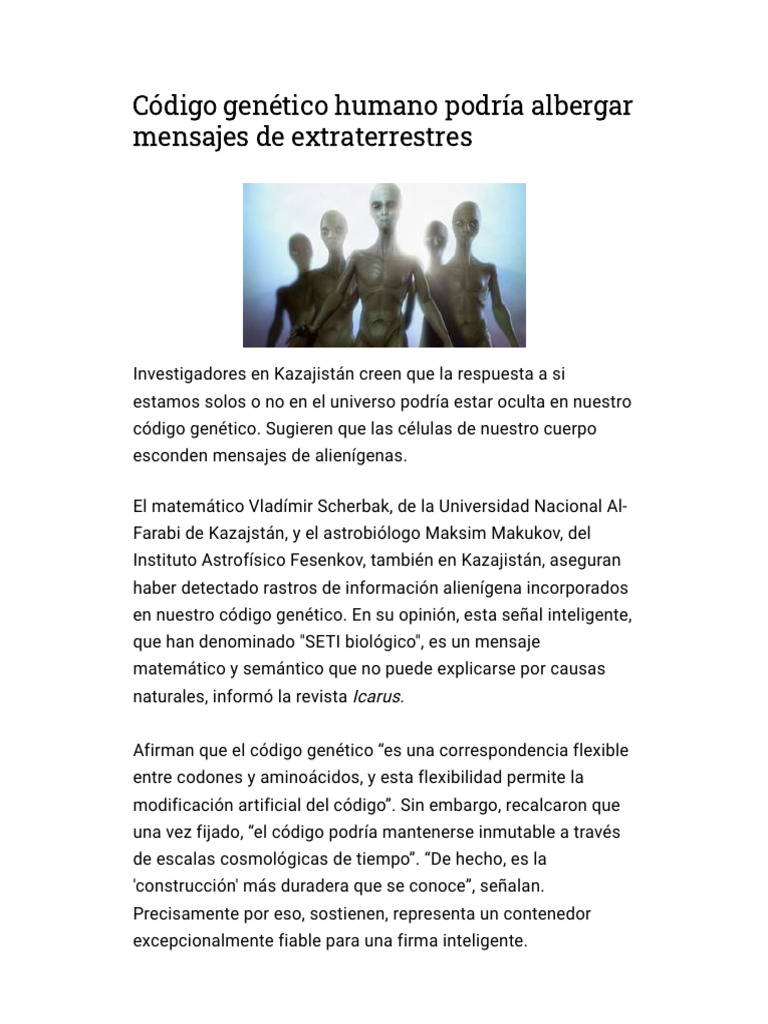 Código genético humano podría albergar mensajes | PDF