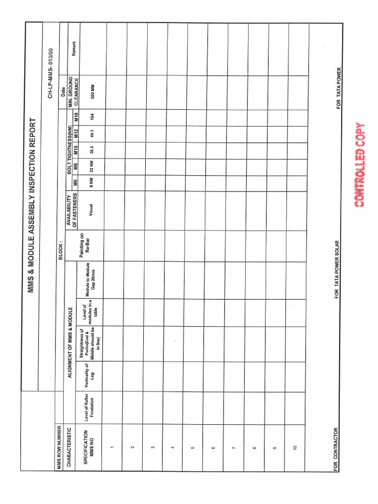 Checklist For MMS and Module Assy | PDF
