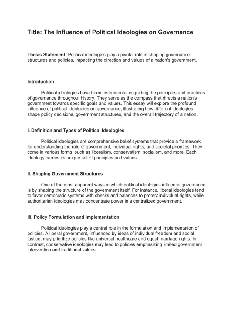 The Influence of Political Ideologies On Governance | PDF | Governance ...