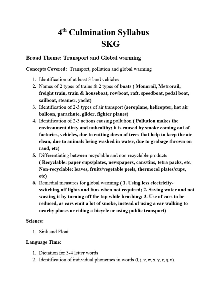 4th Culmination Syllabus-SKG | PDF | Social Science | Foreign Language Studies