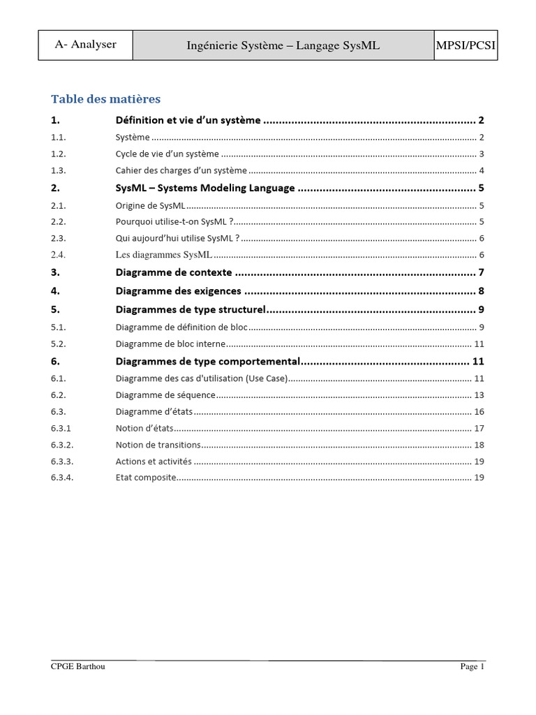 Analyse Fonctionnelle SysML | PDF