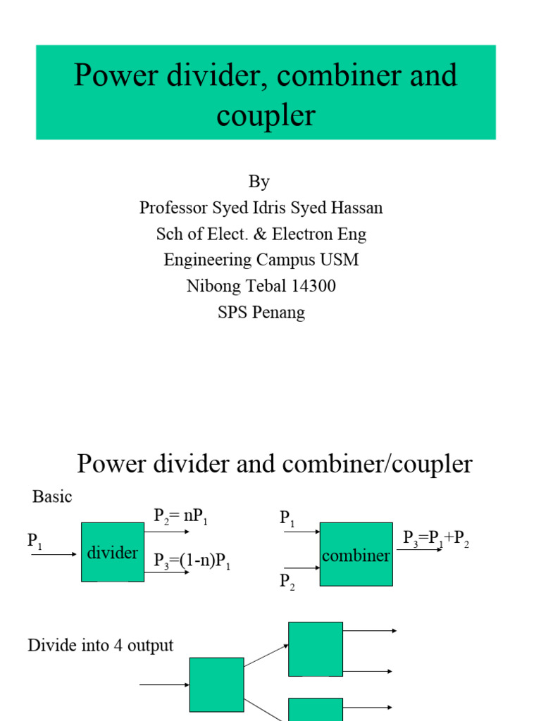 Power Divider, Combiner and Coupler | PDF | Electricity | Microwave ...