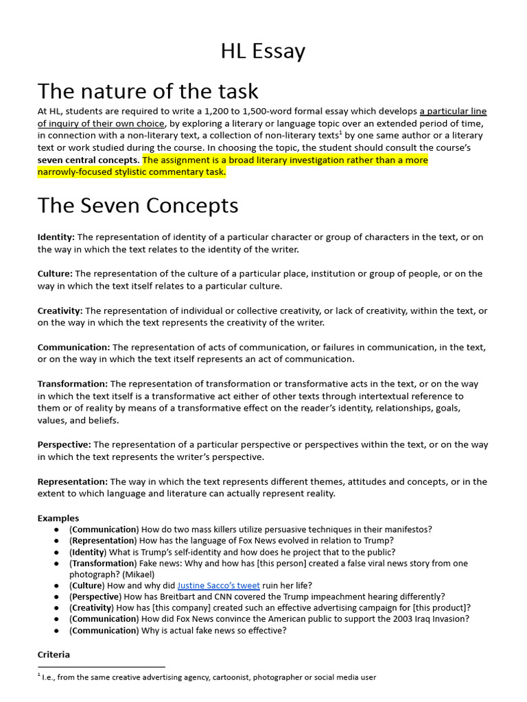 IBDP English A - HL Essay - Abridged Explanation From The Guide | PDF ... IBDP English A - HL Essay - Abridged Explanation From The Guide | PDF ...