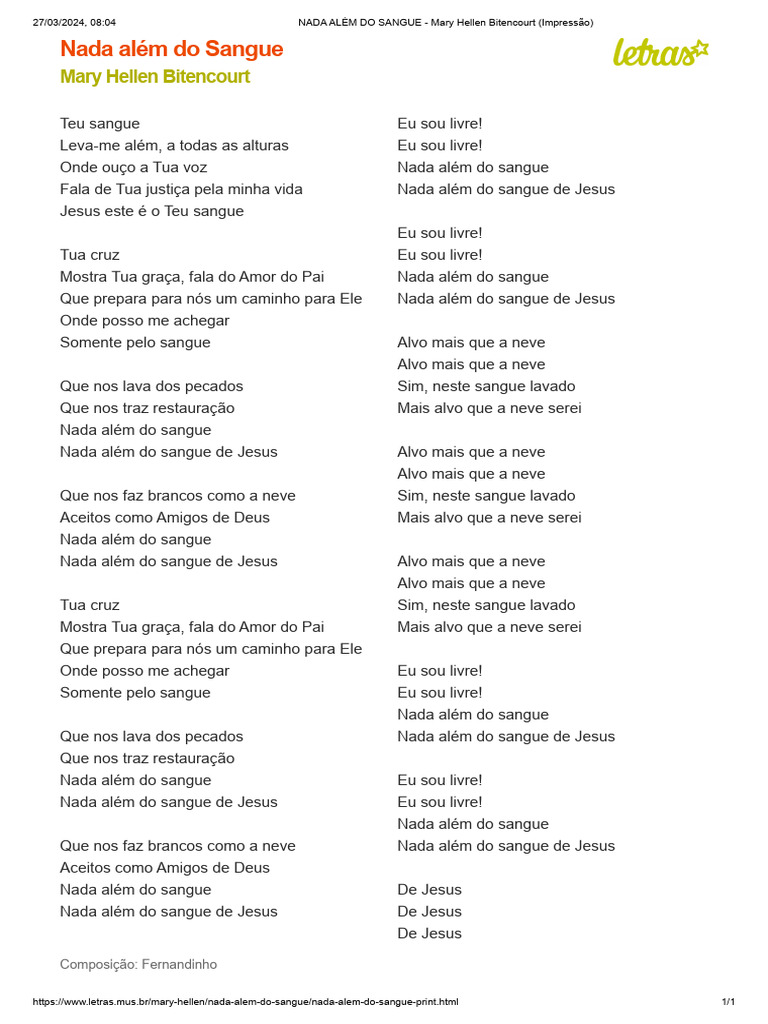 NADA ALÉM DO SANGUE - Mary Hellen Bitencourt (Impressão) | PDF | Jesus ...