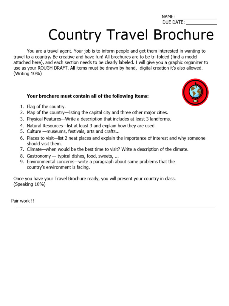 Country Travel Brochure Project 2ºsecc | PDF