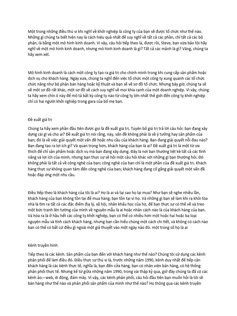 Business Model Transcript 9 Steps | PDF