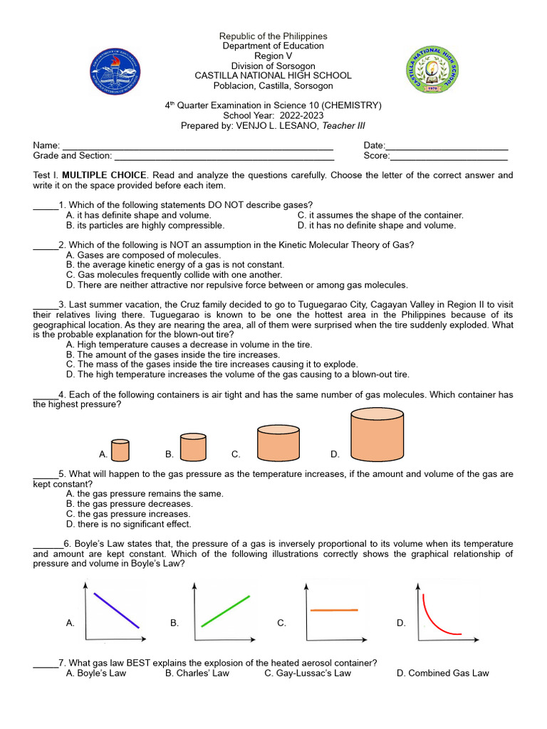 4th Quarter Examination - Science 10 | PDF