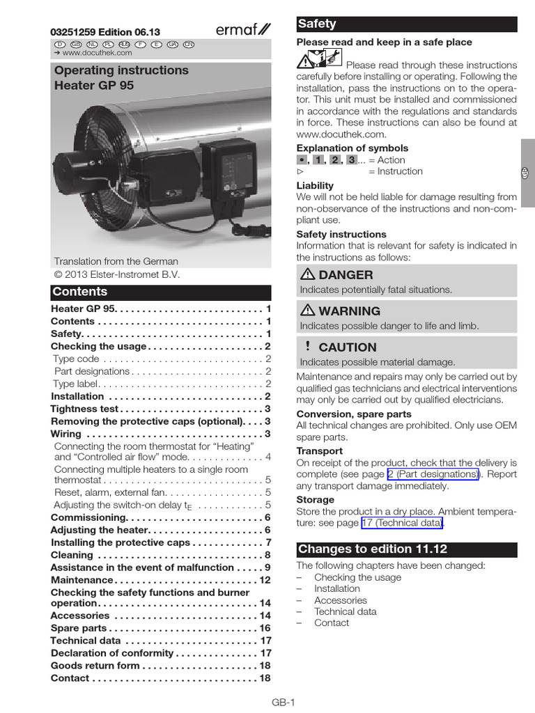 ermaf95operating | PDF | Thermostat | Electrical Engineering