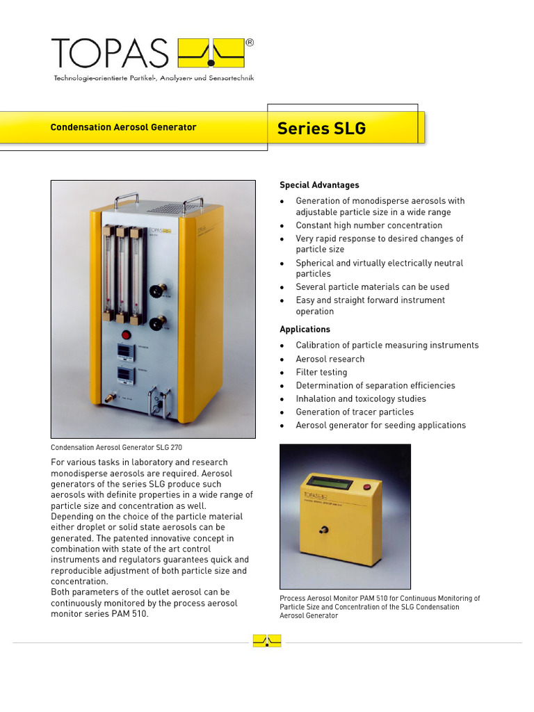 SLG 270 Condensation Aerosol Generator | PDF | Aerosol | Nucleation