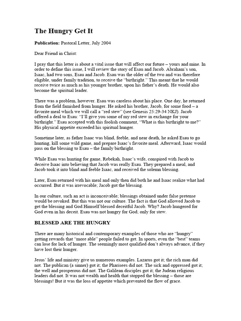 July 2004 - The Hungry Get It | PDF | Isaac | Jacob