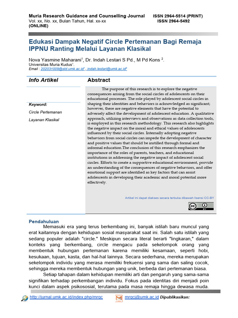 Artikel Edukasi Dampak Negatif Circle Pertemanan - Nova | PDF | Procedural Knowledge | Methodology
