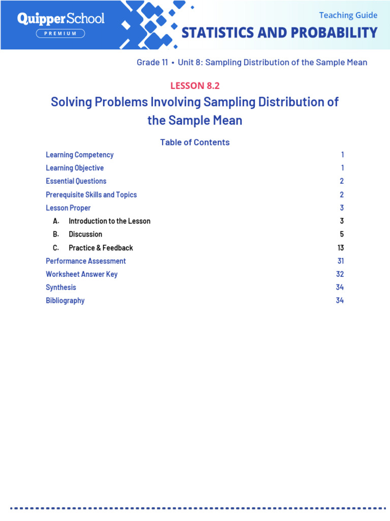 Solving Problems Involving Sampling Distribution of The Sample Mean | PDF