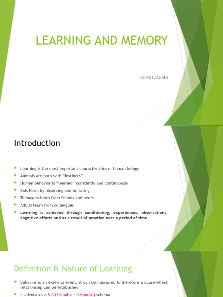 Learning and Memory | PDF | Classical Conditioning | Learning