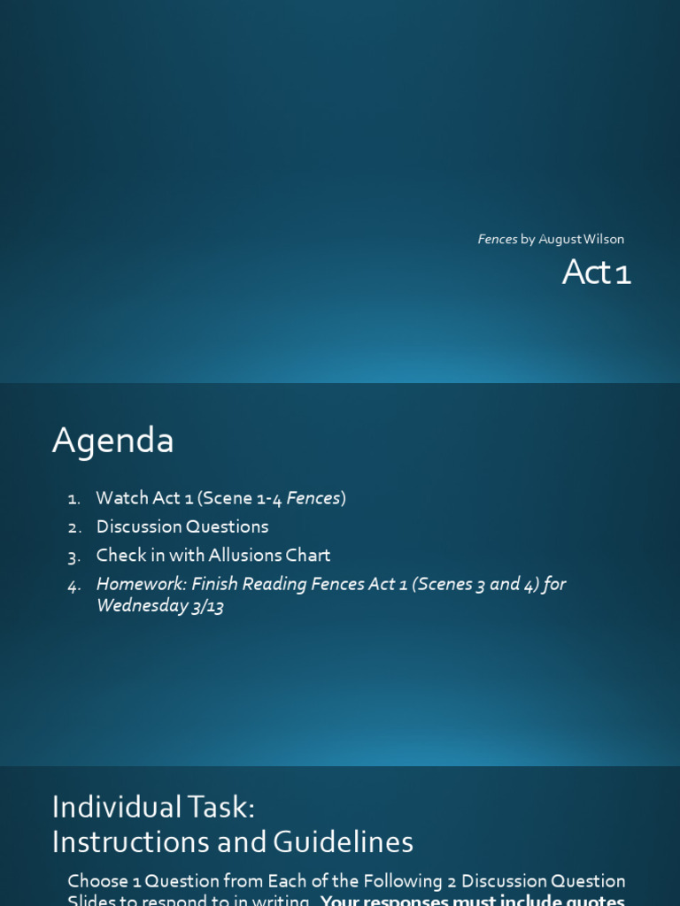 Fences Act 1 (Scenes 1-4) | PDF | Fences (Play) | Religious Belief And ...