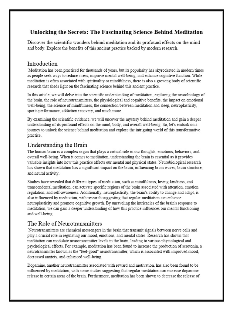 21.science Behind The Meditation | PDF | Meditation | Mindfulness