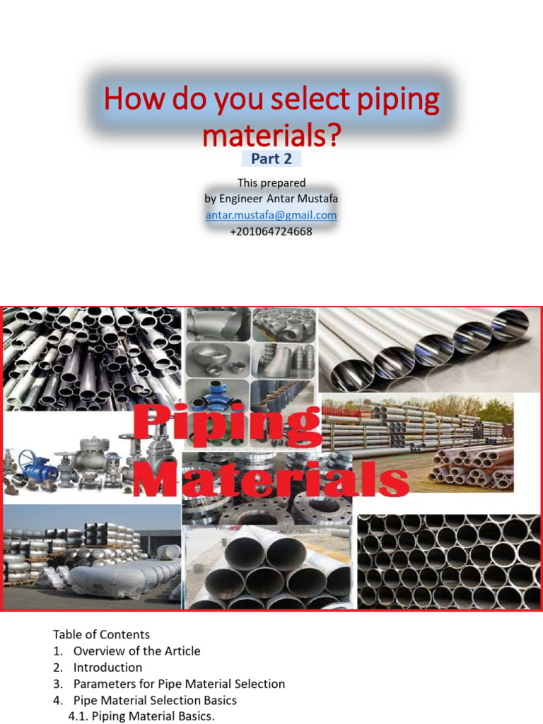 Pipe Material Selection Guide | PDF