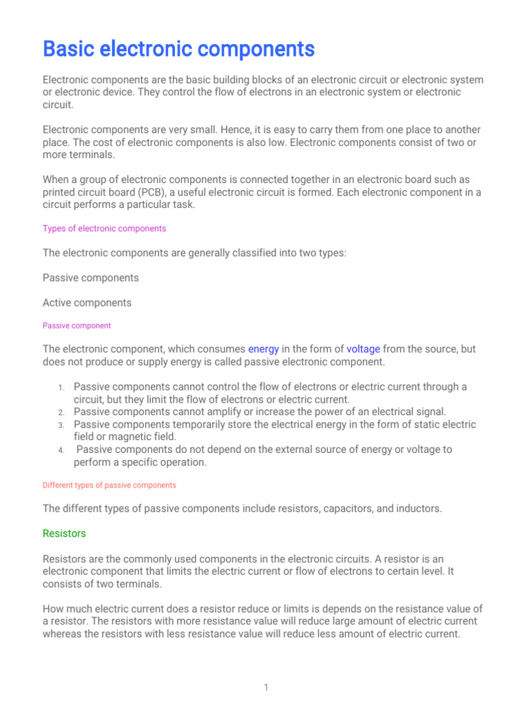 Basic Electronic Components | PDF