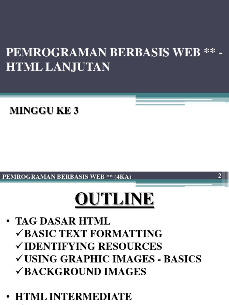 Pemrograman Berbasis Web - HTML Lanjutan | PDF