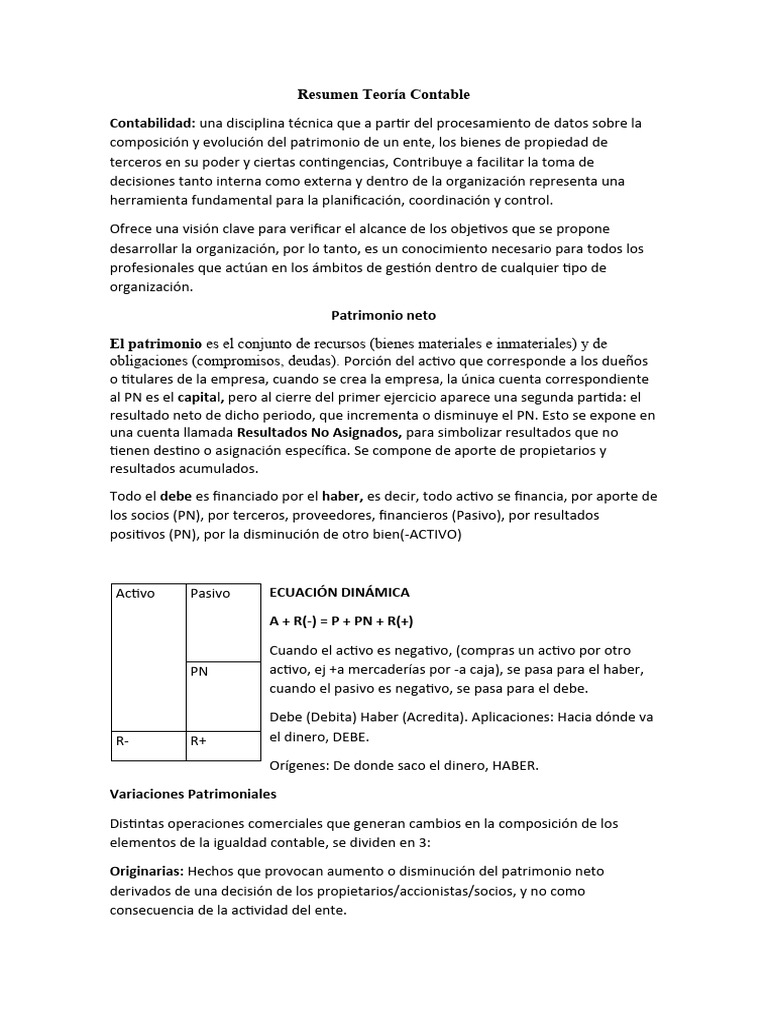 Resumen Teoría Contable | PDF | Contabilidad | Business