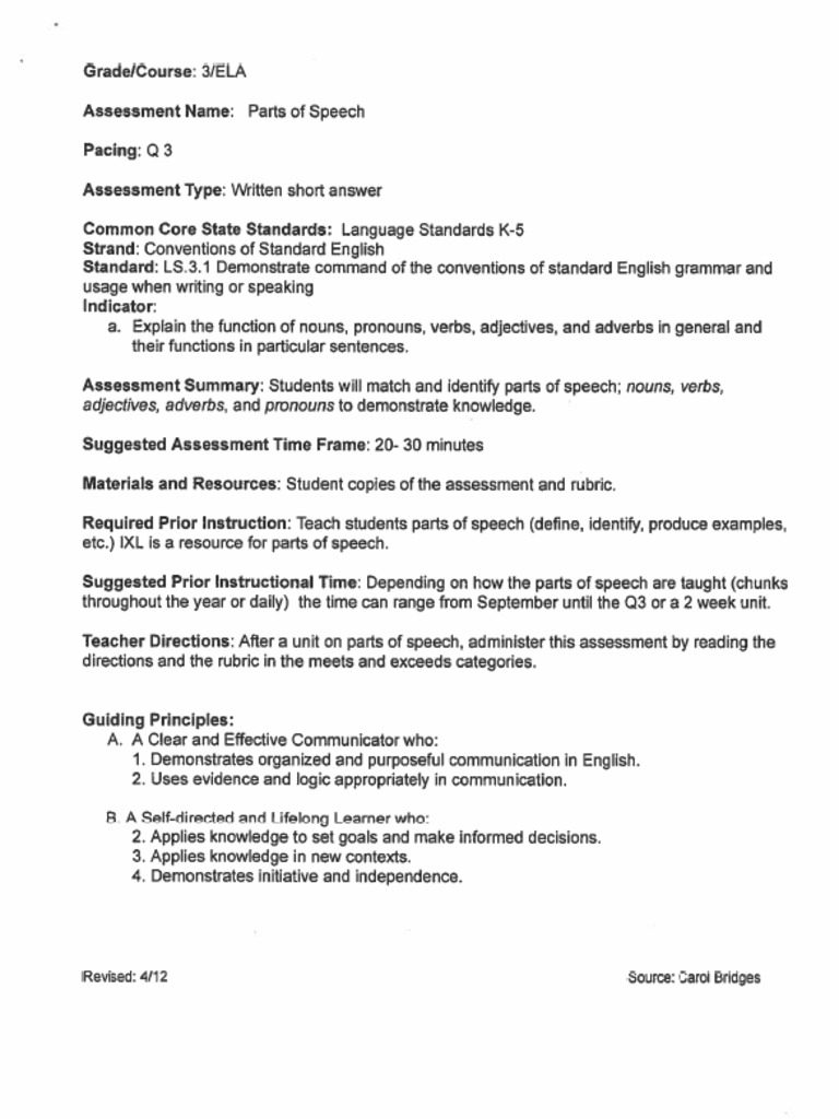 Parts of Speech | PDF