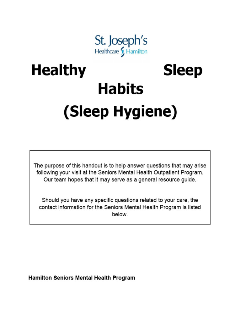 Sleep Hygiene for Seniors' Health | PDF | Sleep | Clinical Medicine
