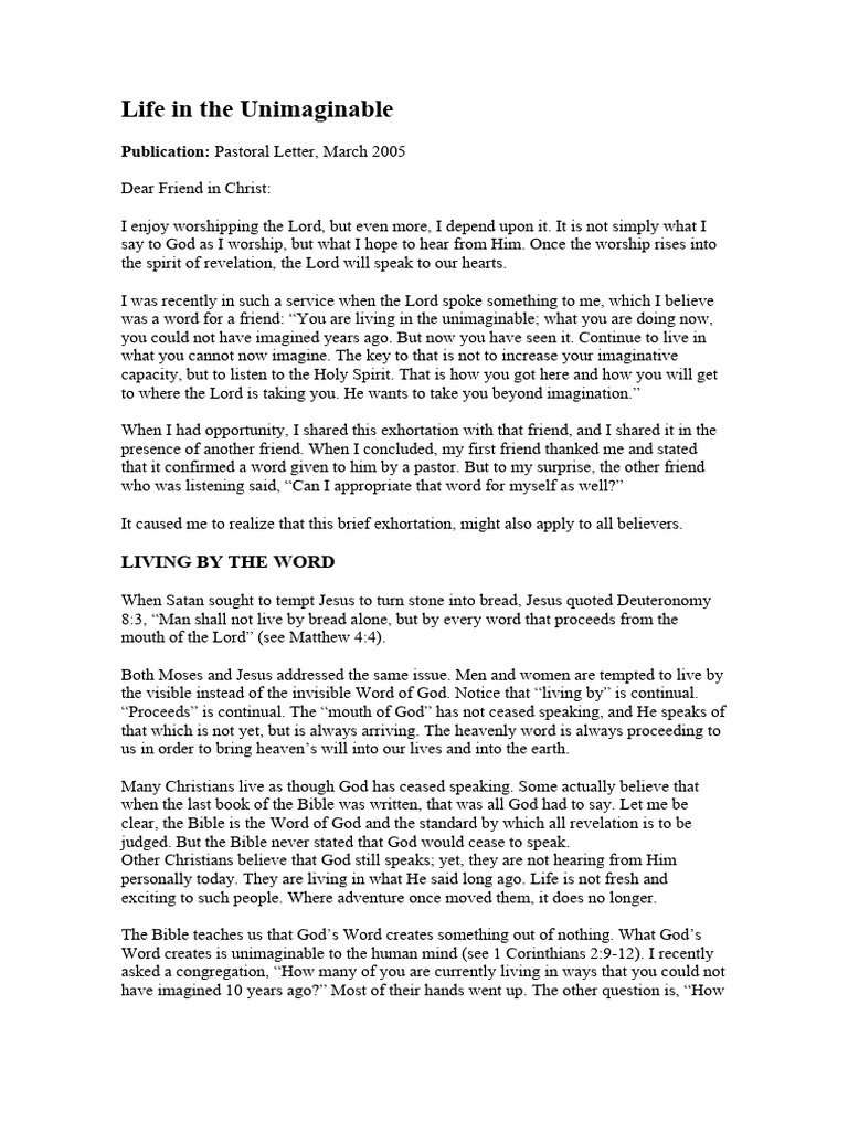 March 2005 - Life in The Unimaginable | PDF | Jesus | God