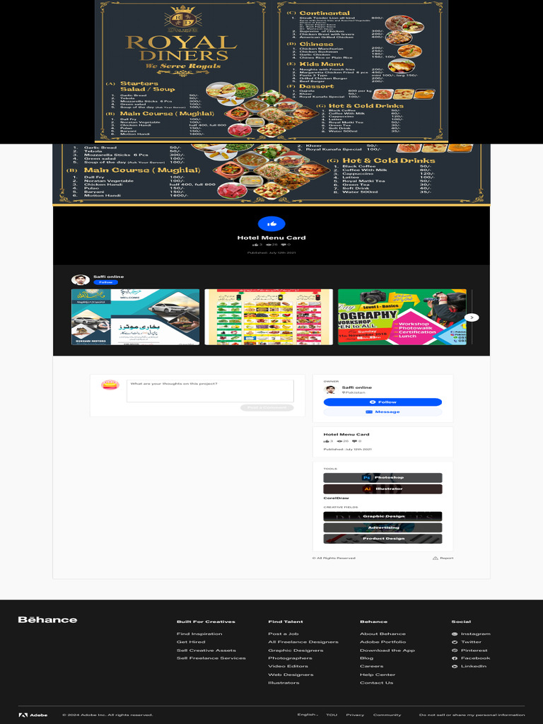 Hotel Menu Card Design Showcase | PDF | Adobe Illustrator | Software