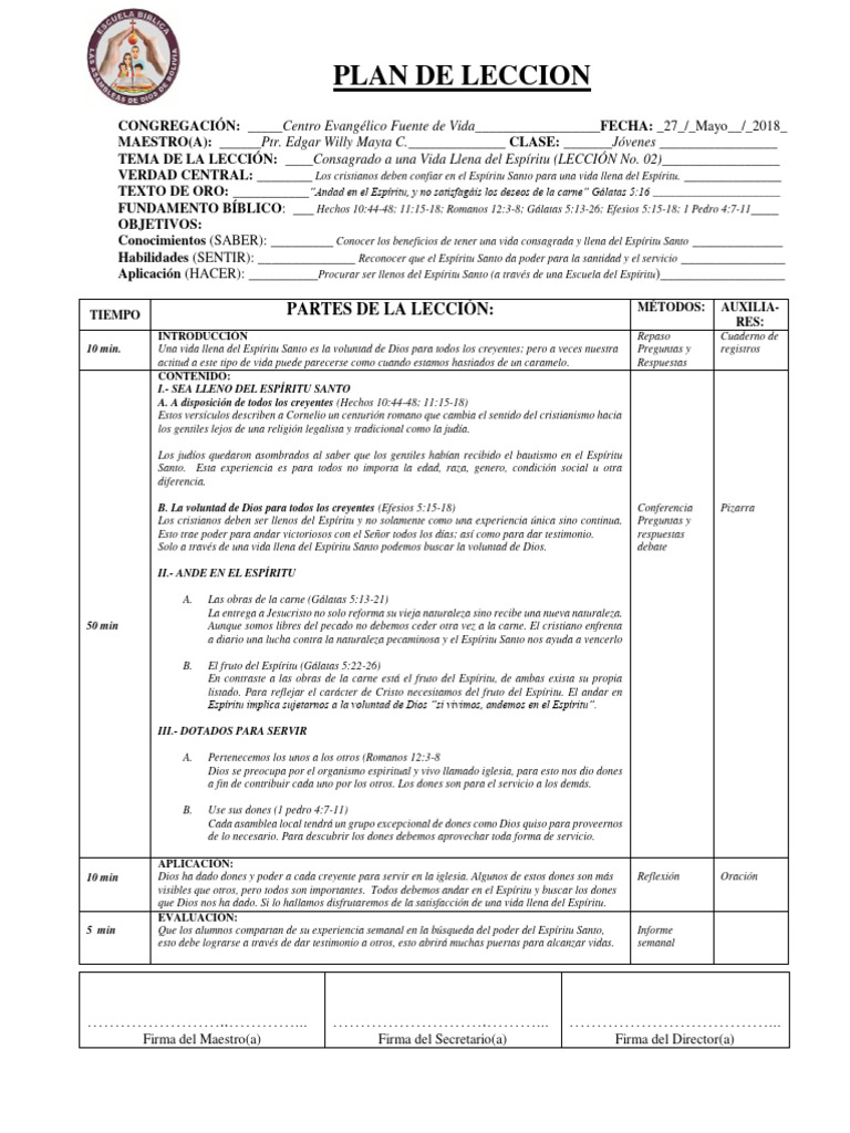 Modelo - Llenado Plan de Lección | PDF