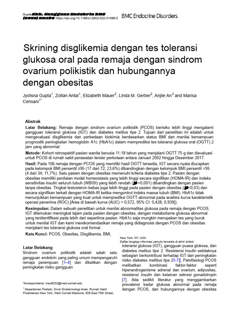 Salinan terjemahan Dysglycemia screening | PDF