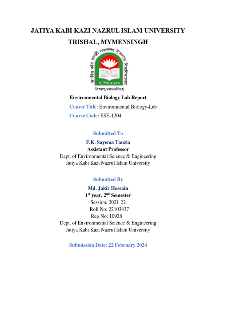 Environmental Biology Lab Report Done by Jakir | PDF | Fungus ...