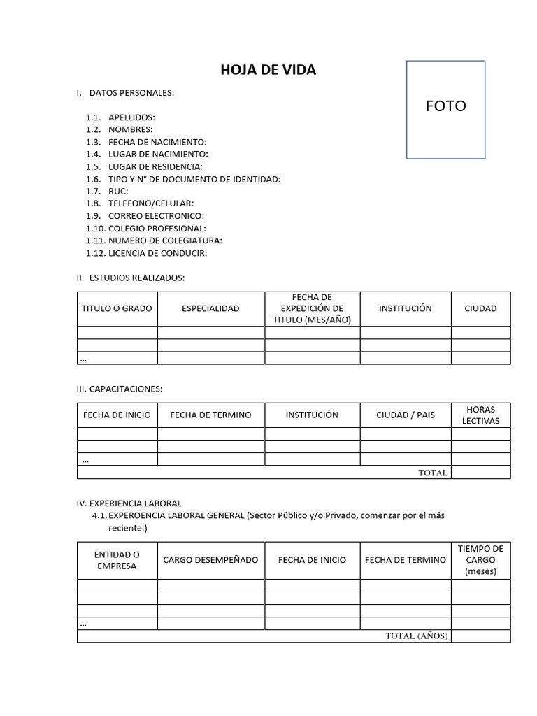 Hoja de Vida Profesional Detallada | PDF | Negocios