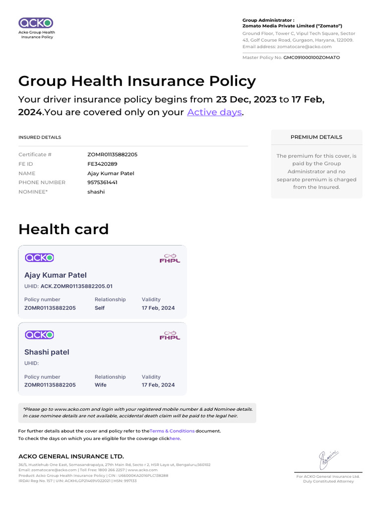 Acko Group Health Insurance Overview | PDF | Insurance | Health Care
