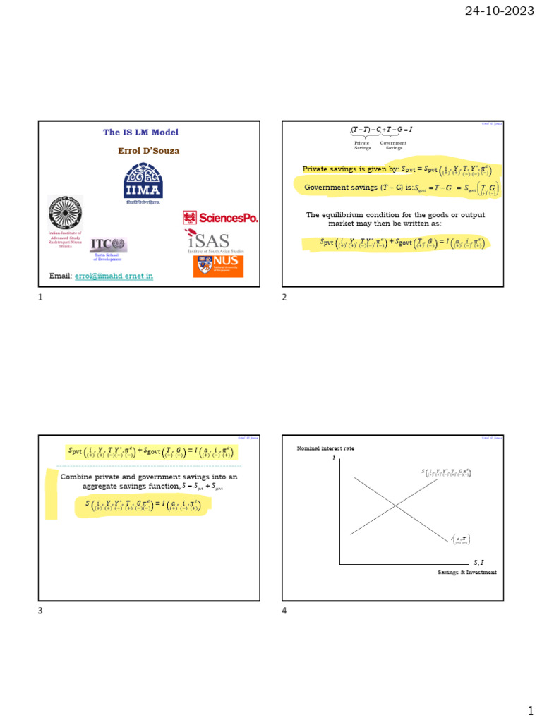 Session 9 - The IS LM Model | PDF | Elasticity (Economics) | Interest