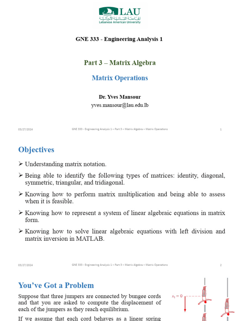 Part 3 - Matrix Algebra - Matrix Operations (1) | PDF | Matrix (Mathematics) | Abstract Algebra