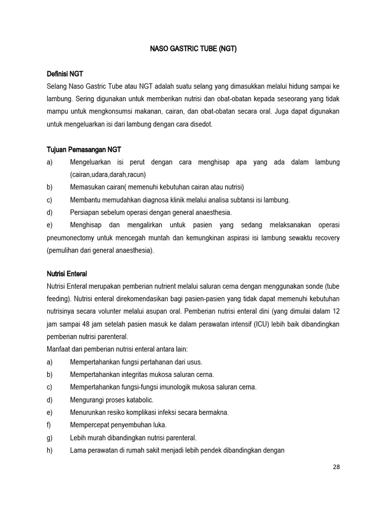 SOP Pemasangan NGT | PDF
