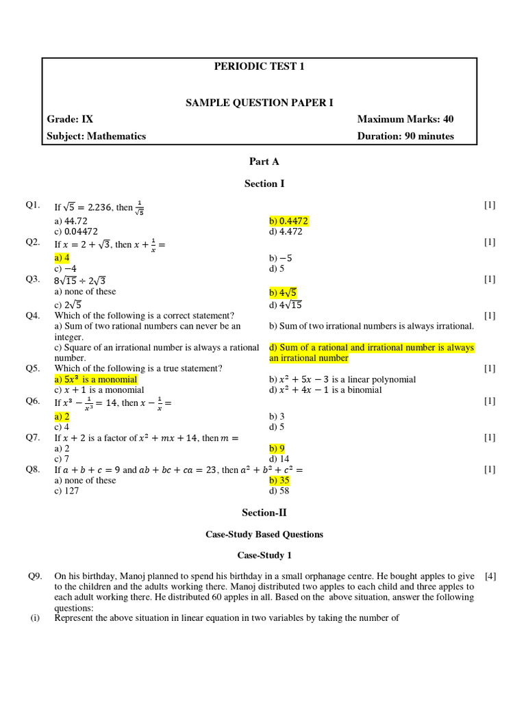 Math SQP AK 1 | PDF