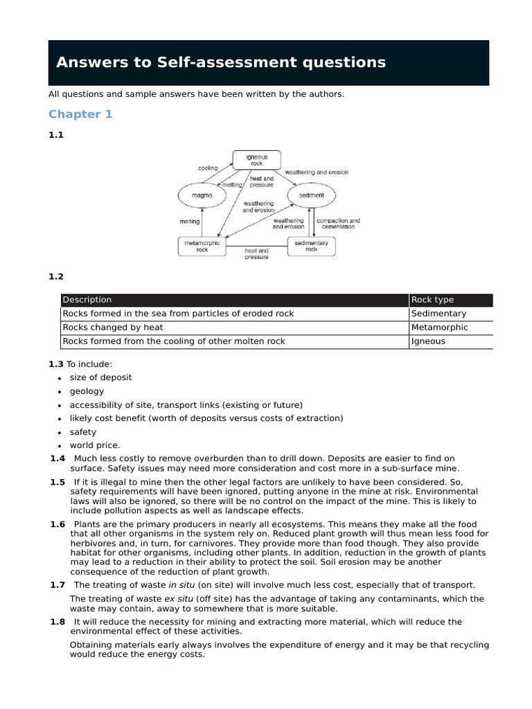Environmental Management: Answers To Coursebook Questions (CUP) | PDF ...