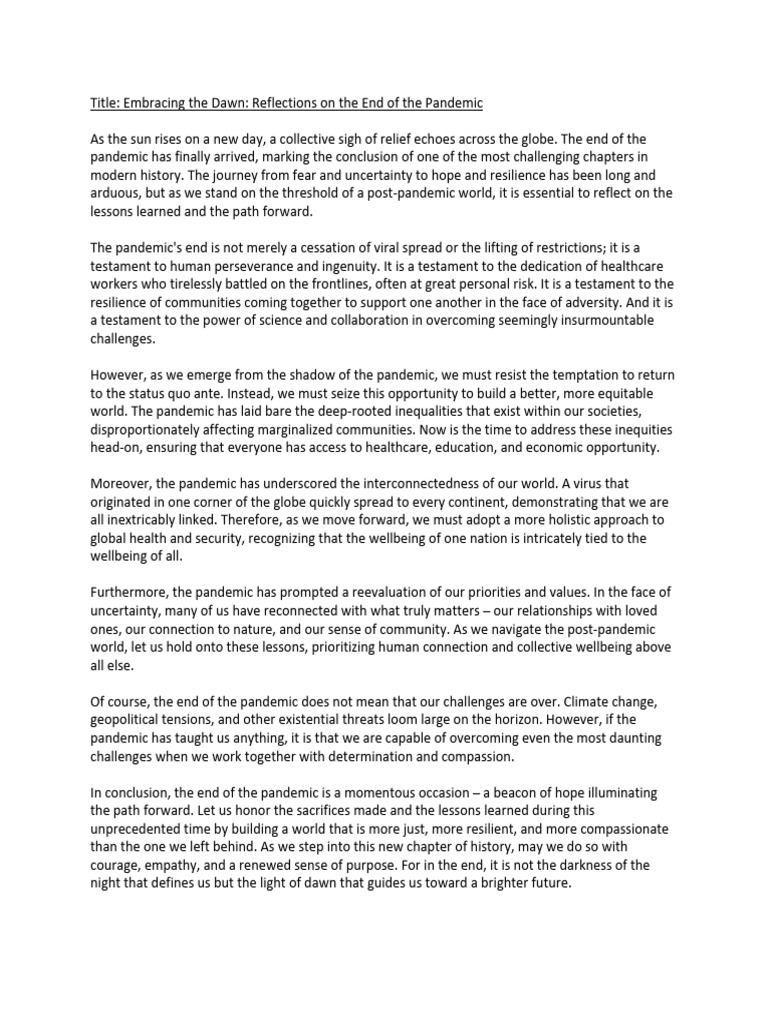 Reflections on Post-Pandemic Hope | PDF