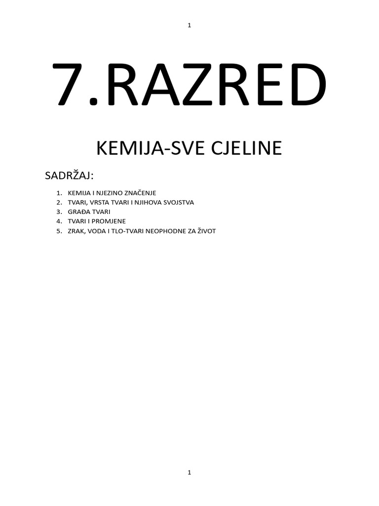 7.razred Kemija | PDF