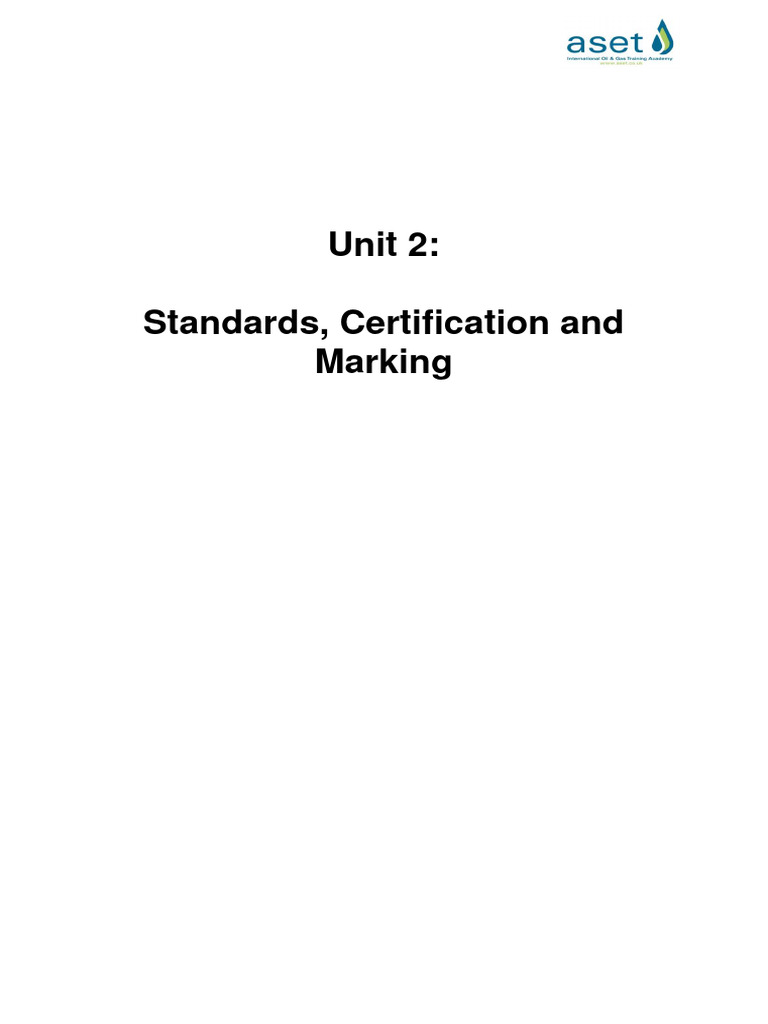 Unit 02 - Standards, Certification & Marking (2013) MK2 | PDF | Standardization | Safety