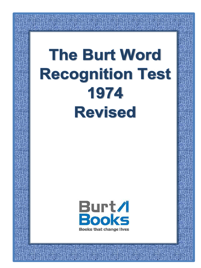 Burt Word Recognition Test | PDF