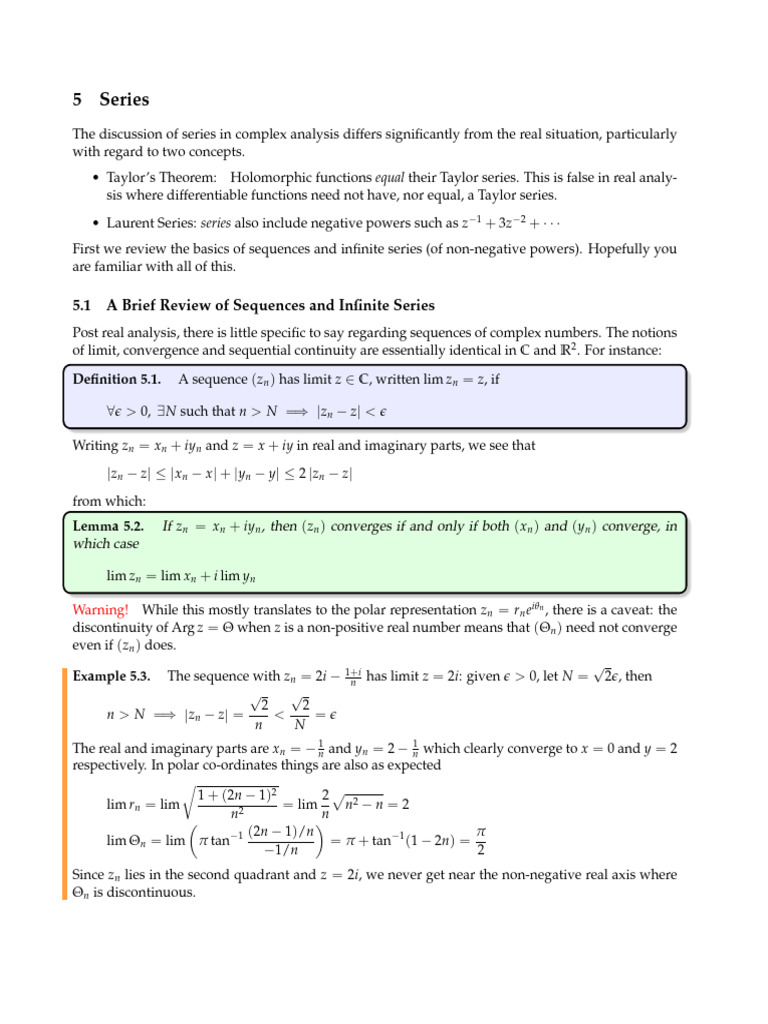 Complex Analysis: Series and Convergence | PDF | Real Analysis | Sequence